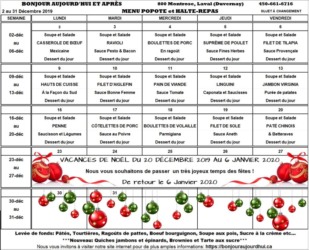 Menu Décembre 2019 (PUBLIER)